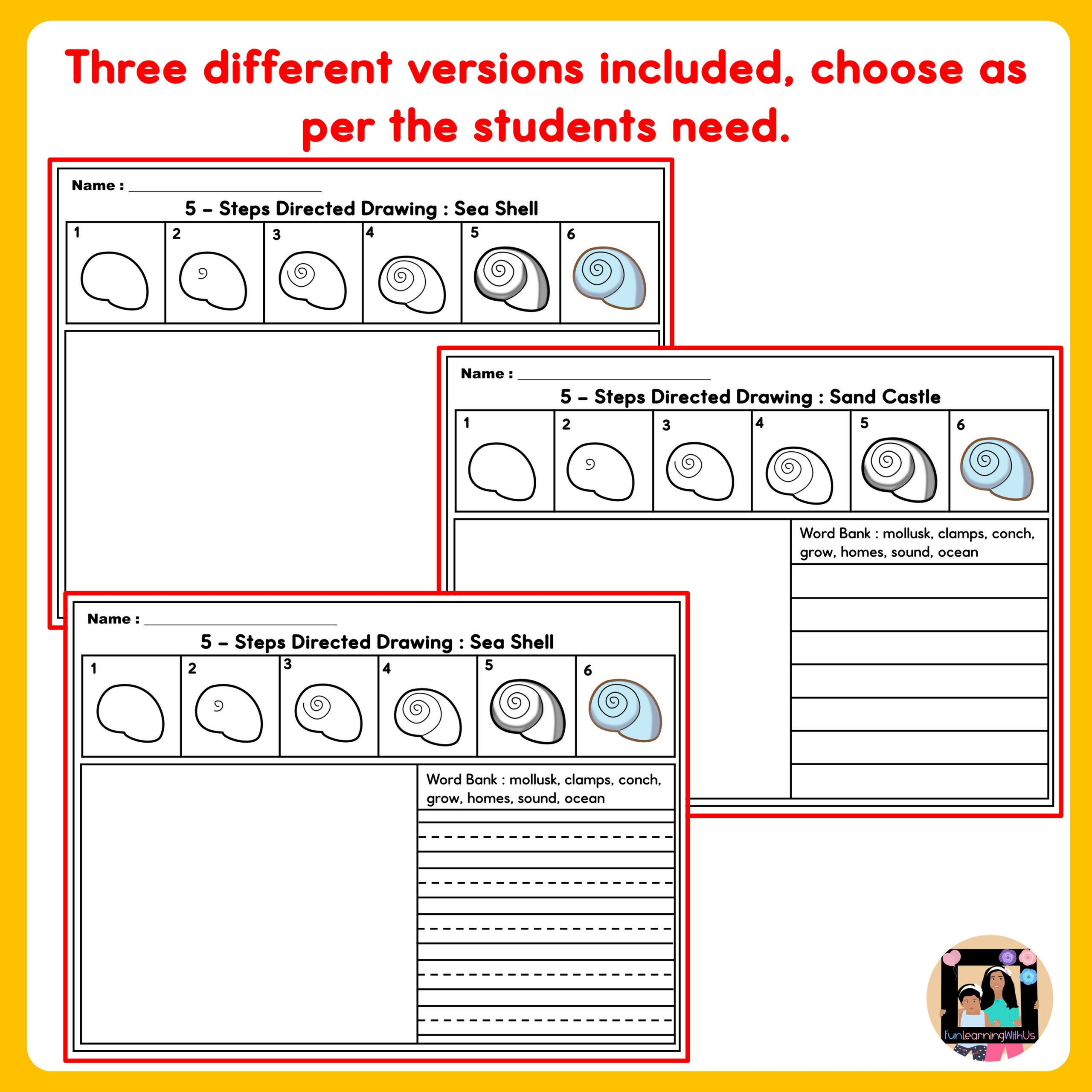 Summer Season Directed Drawing - July Writing Prompts Worksheets - Made ...