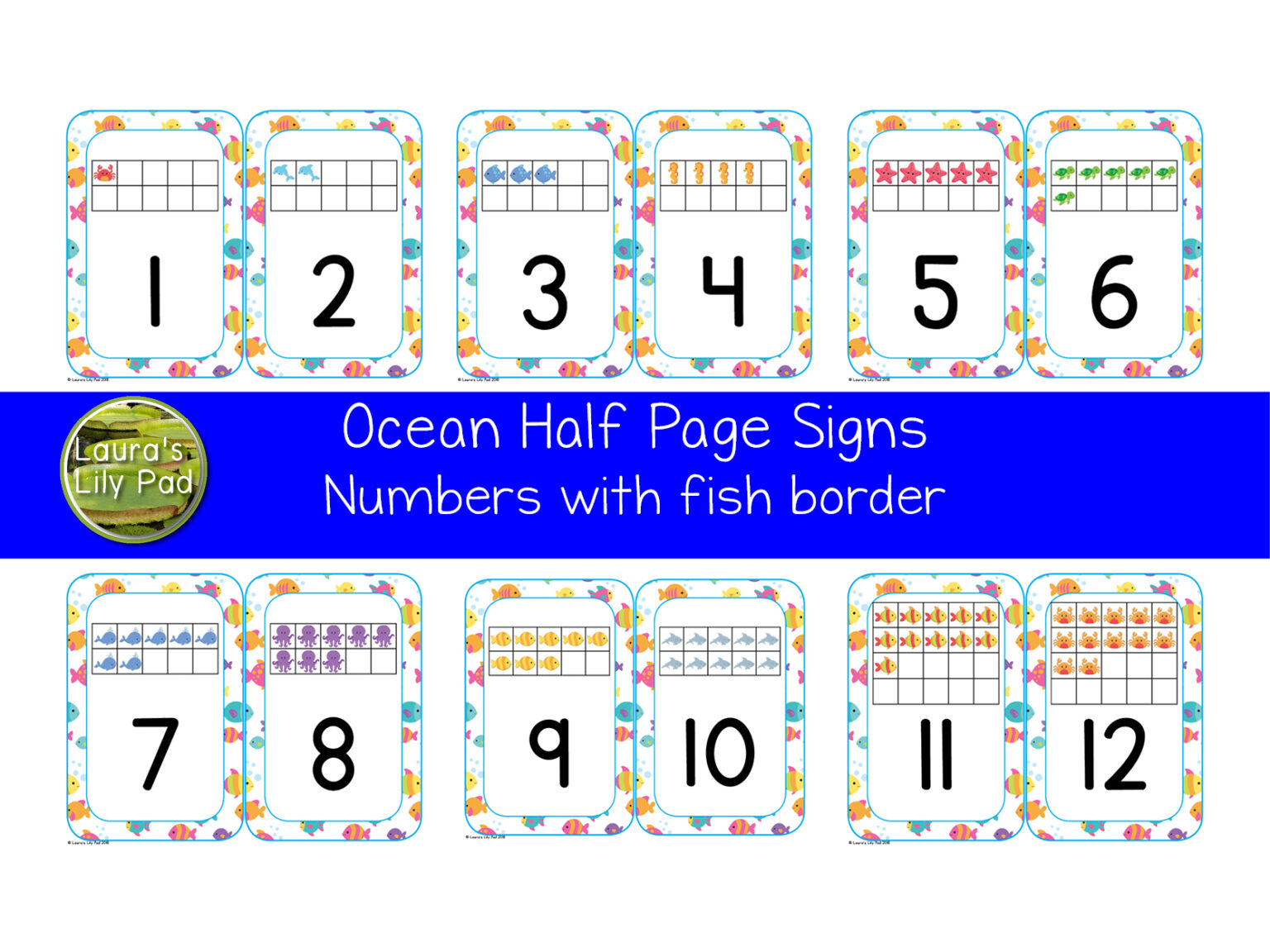 Ocean Theme Number Signs - Made By Teachers