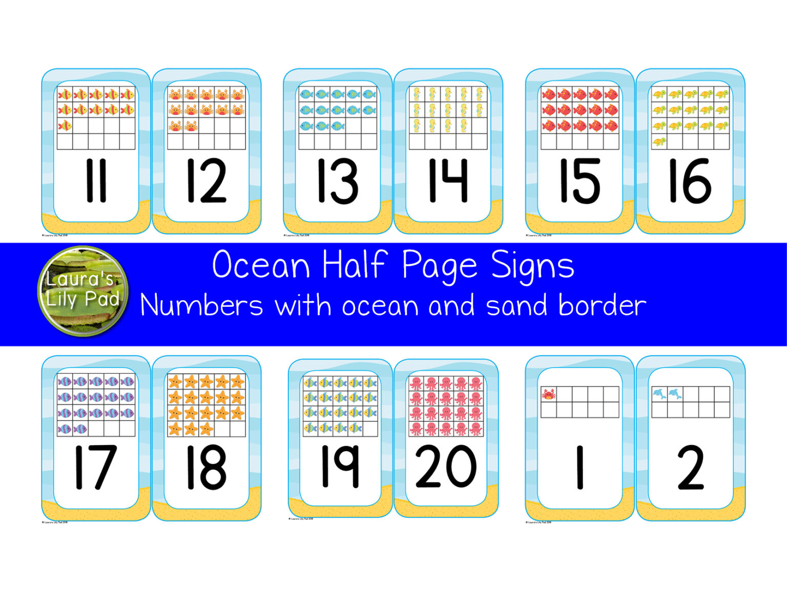 Ocean Theme Number Signs - Made By Teachers