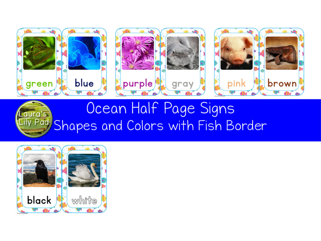 Ocean Theme Colors and Shapes Signs - Made By Teachers