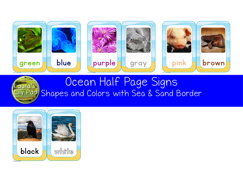 Ocean Theme Colors and Shapes Signs - Made By Teachers