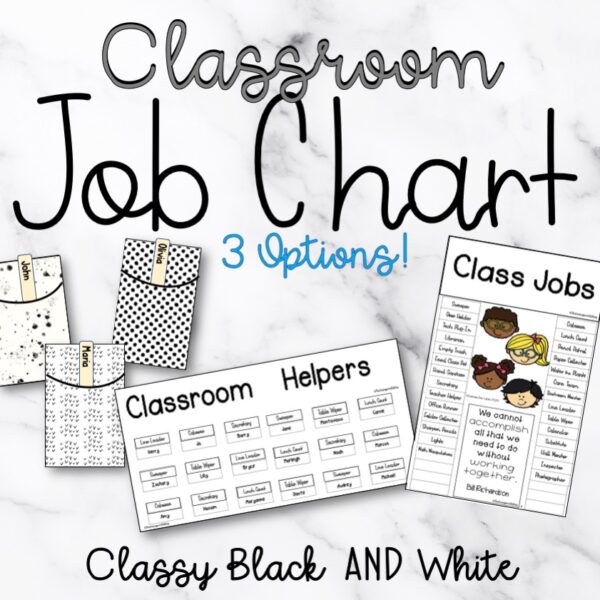 Classy Black and White Class Job Charts- 3 Options Included! | Made By ...