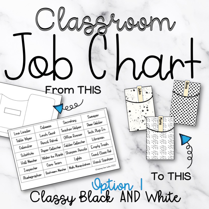 Classy Black and White Class Job Charts- 3 Options Included! | Made By ...