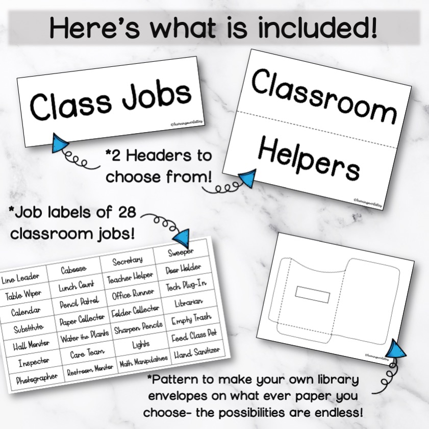 Classy Black and White Class Job Charts- 3 Options Included! | Made By ...