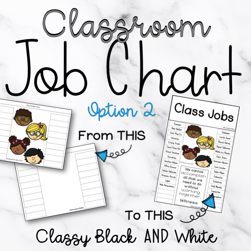 Classy Black and White Class Job Charts- 3 Options Included! | Made By ...