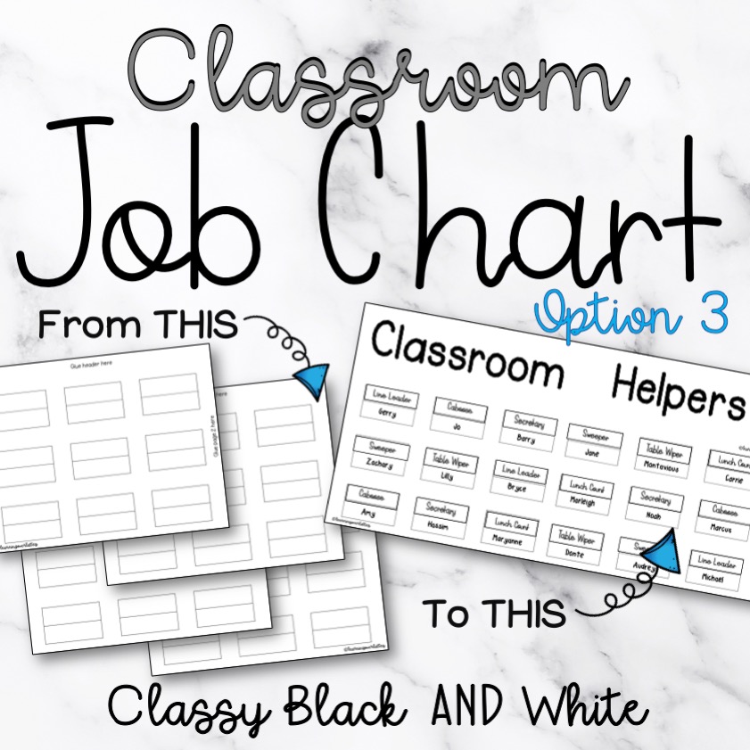 Classy Black and White Class Job Charts- 3 Options Included! | Made By ...