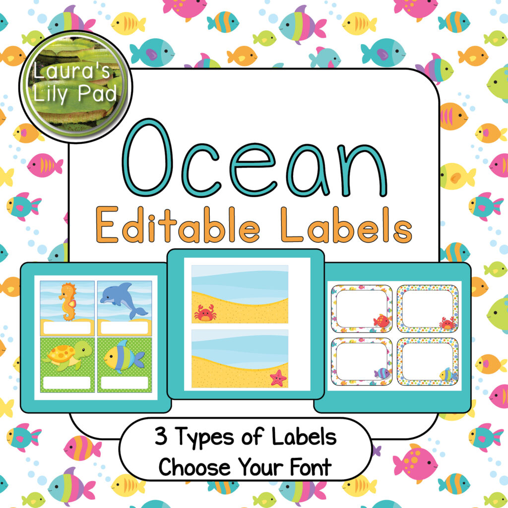 Ocean Theme Editable Labels - Made By Teachers