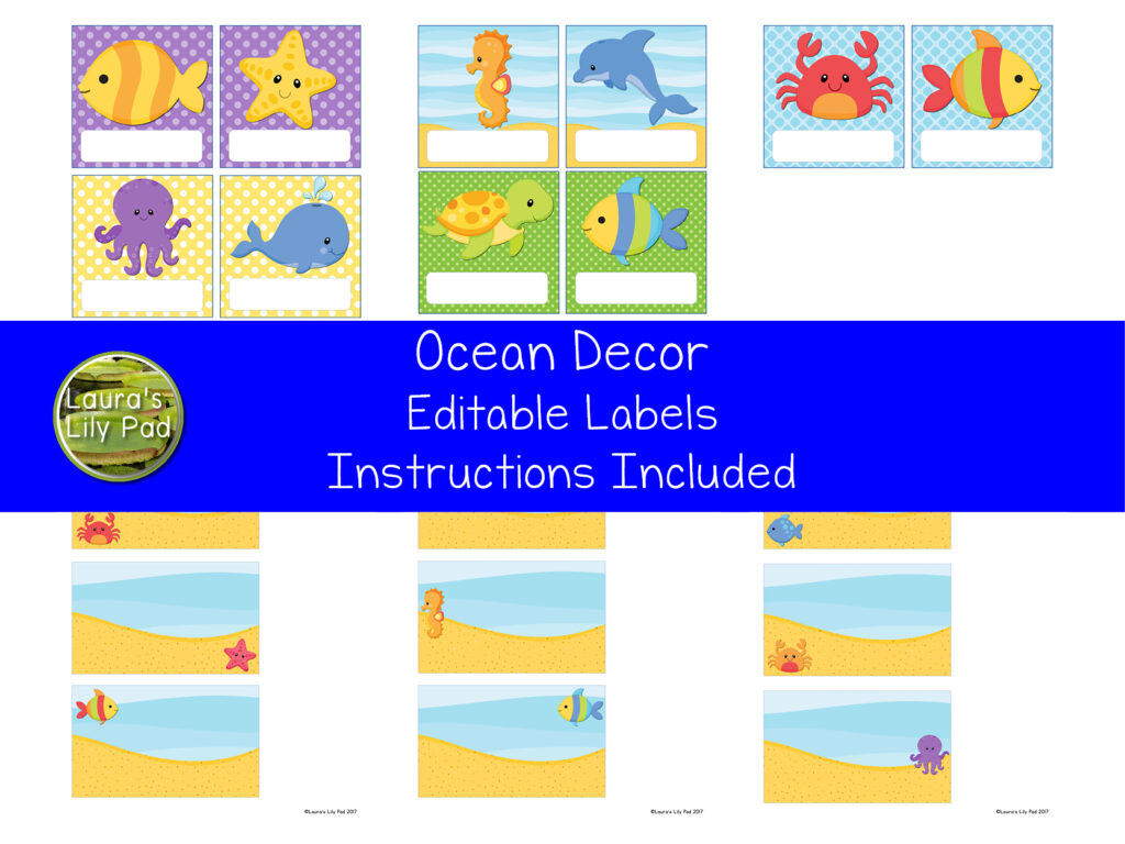 Ocean Theme Editable Labels - Made By Teachers