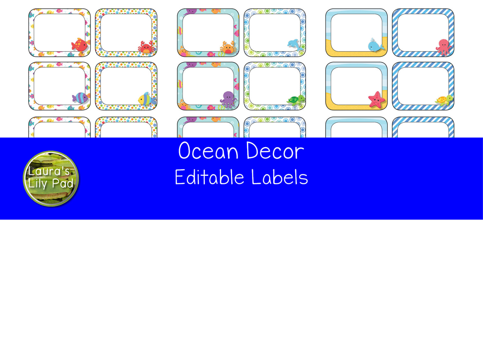 Ocean Theme Editable Labels - Made By Teachers