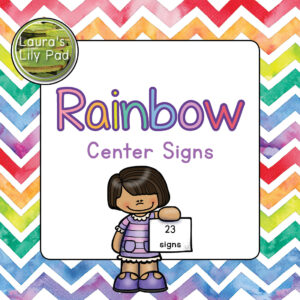 Centers Signs Rainbow Watercolor Chevron - Made By Teachers