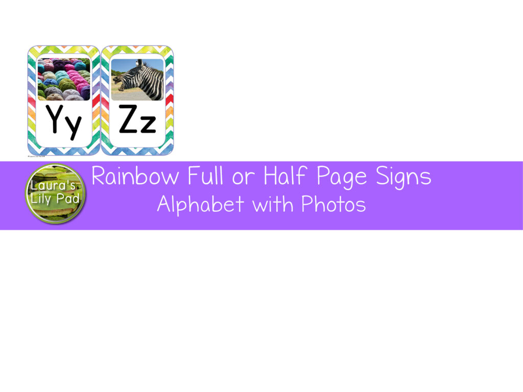 Rainbow Watercolor Chevron Alphabet Signs | Made By Teachers