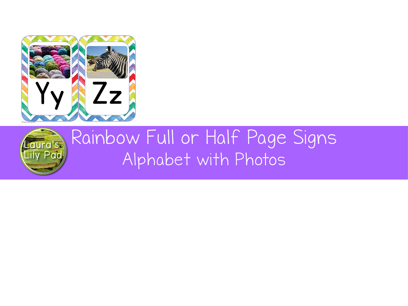 Rainbow Watercolor Chevron Alphabet Signs | Made By Teachers