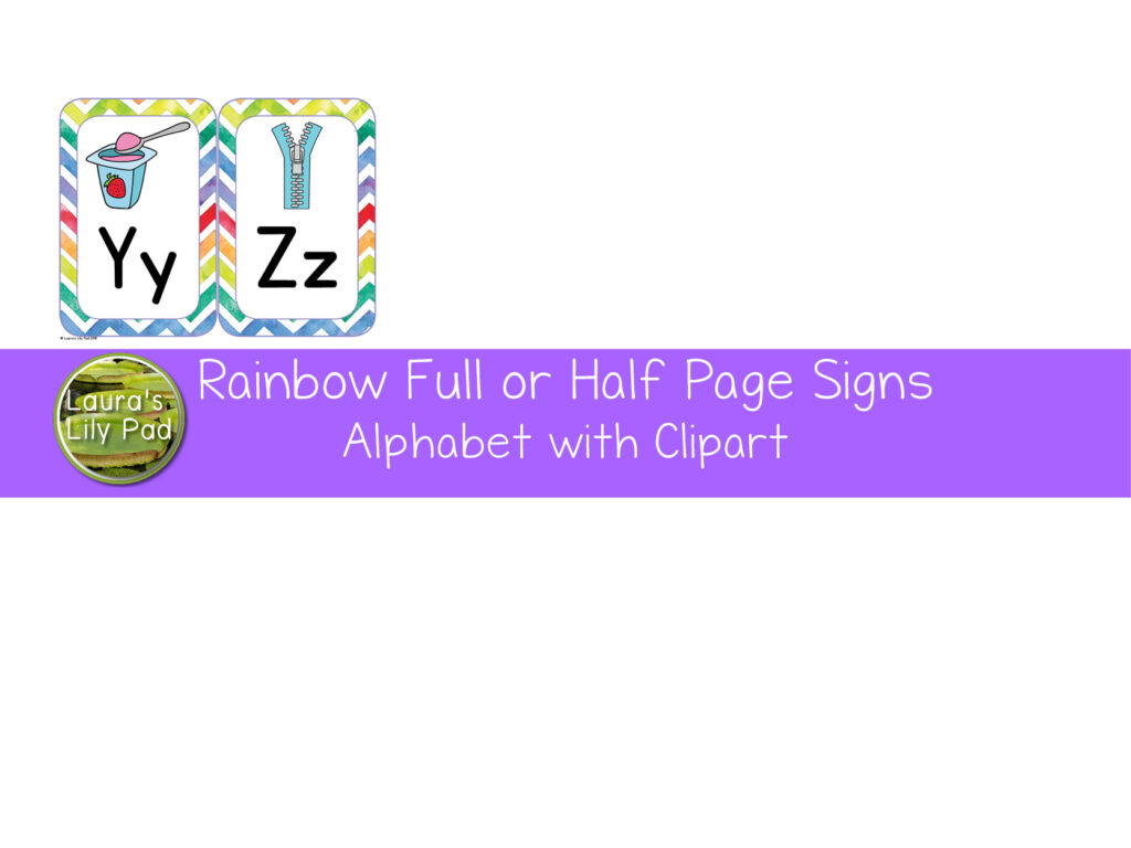 Rainbow Watercolor Chevron Alphabet Signs - Made By Teachers
