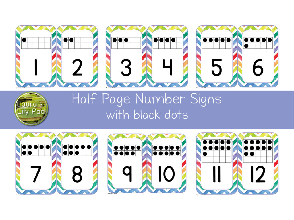 Rainbow Watercolor Chevron Number Signs | Made By Teachers