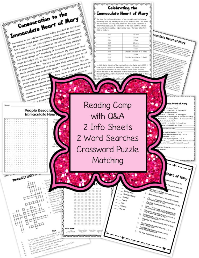 Immaculate Heart of Mary Worksheet and Activity Pack - Made By Teachers