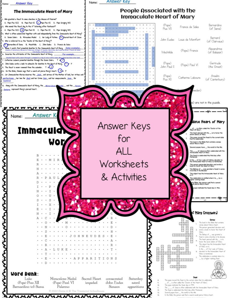 Immaculate Heart of Mary Worksheet and Activity Pack | Made By Teachers