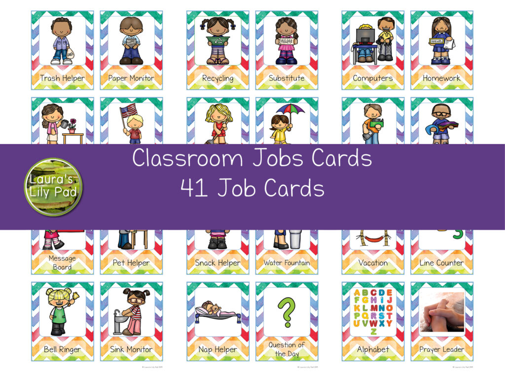 Classroom Jobs Rainbow Watercolor Chevron | Made By Teachers