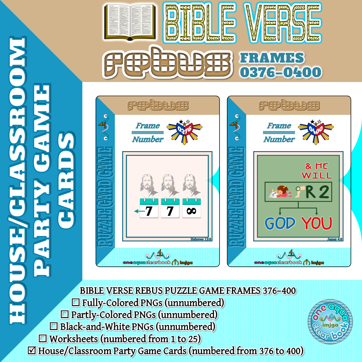 BIBLE VERSE Rebus Puzzle Party Game Cards 376–400 | Made By Teachers