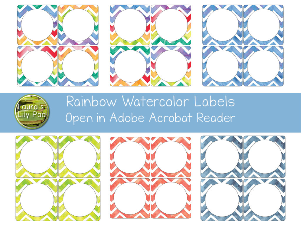 Rainbow Watercolor Chevron Editable Labels - Made By Teachers
