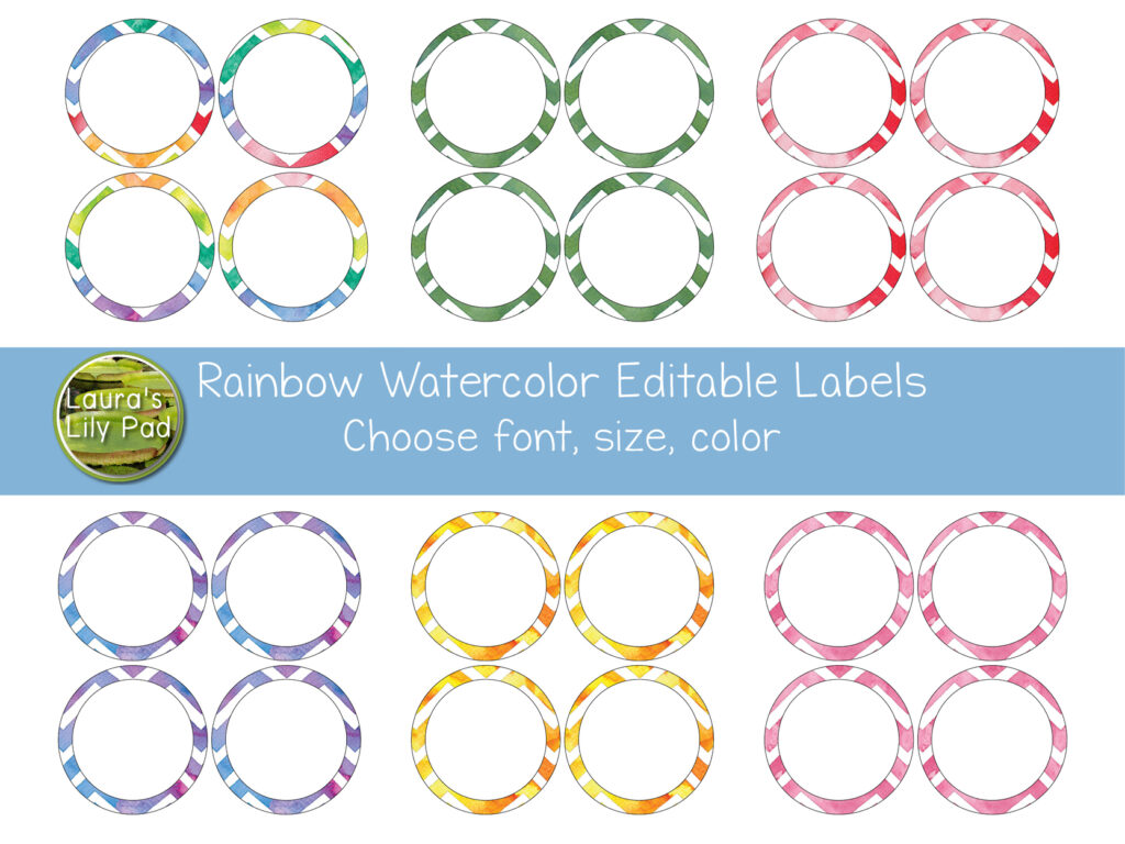 Rainbow Watercolor Chevron Editable Labels - Made By Teachers