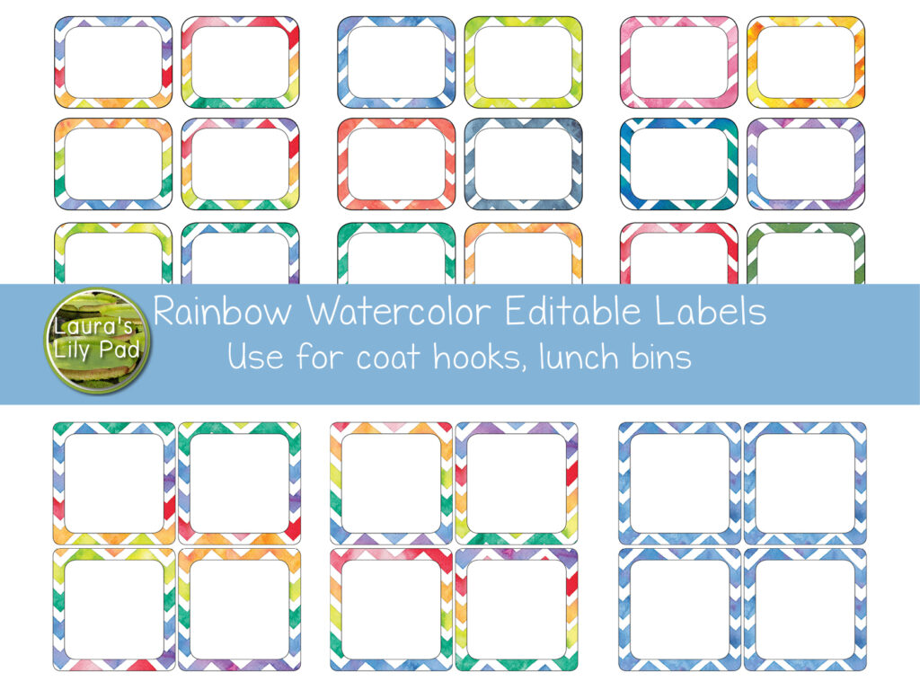 Rainbow Watercolor Chevron Decor Bundle | Made By Teachers