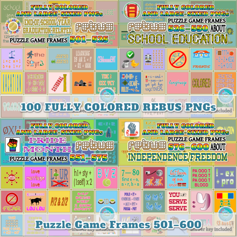 Fully Colored MATH-RELATED Rebus Puzzle Game Frames 601–620 PNGs | Made ...