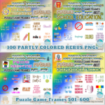 Partly Colored HALLOWEEN Rebus Frames 121-140 PNGs - Made By Teachers