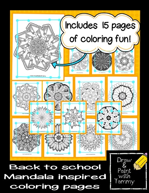 15 Back to School themed Mandala inspired printable coloring pages ...