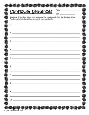 Word Families Worksheets-Sunflower Theme - Made By Teachers