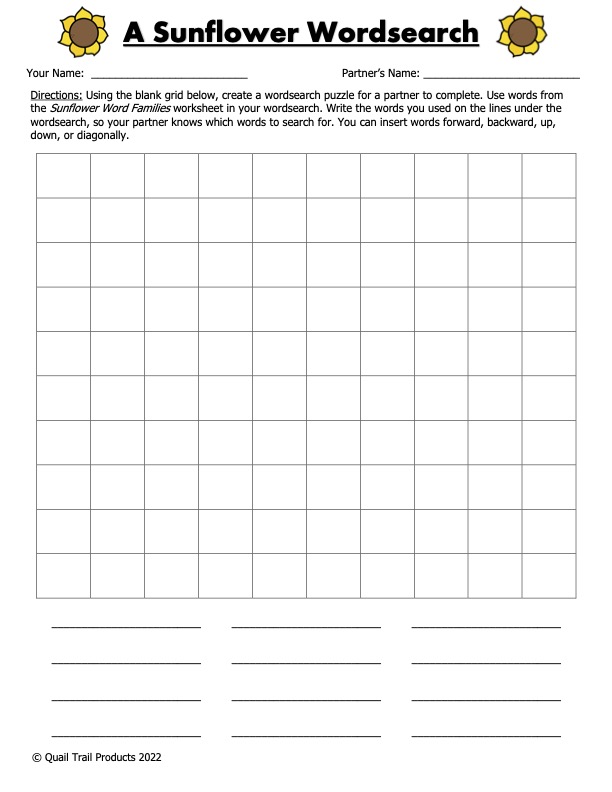 Word Families Worksheets-Sunflower Theme - Made By Teachers