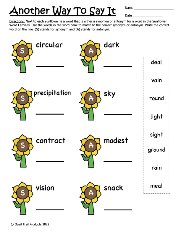 Word Families Worksheets-Sunflower Theme - Made By Teachers
