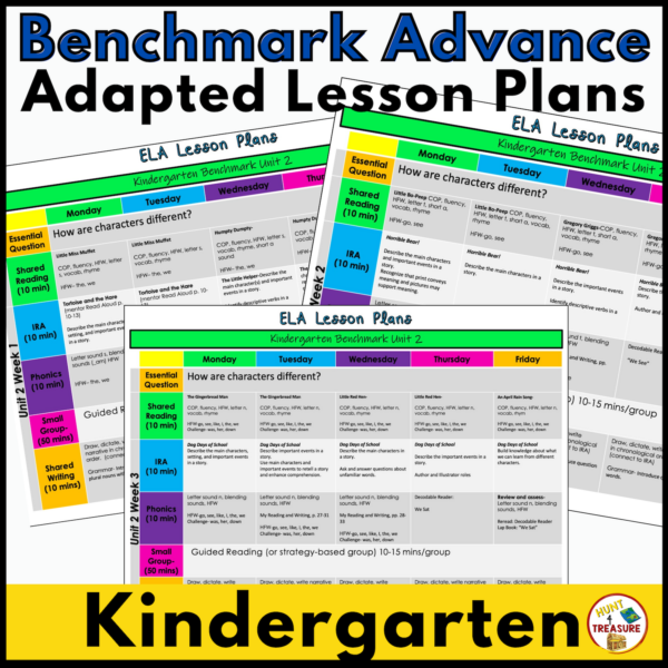 Benchmark Advance Florida Adapted Lesson Plans for Kindergarten ...