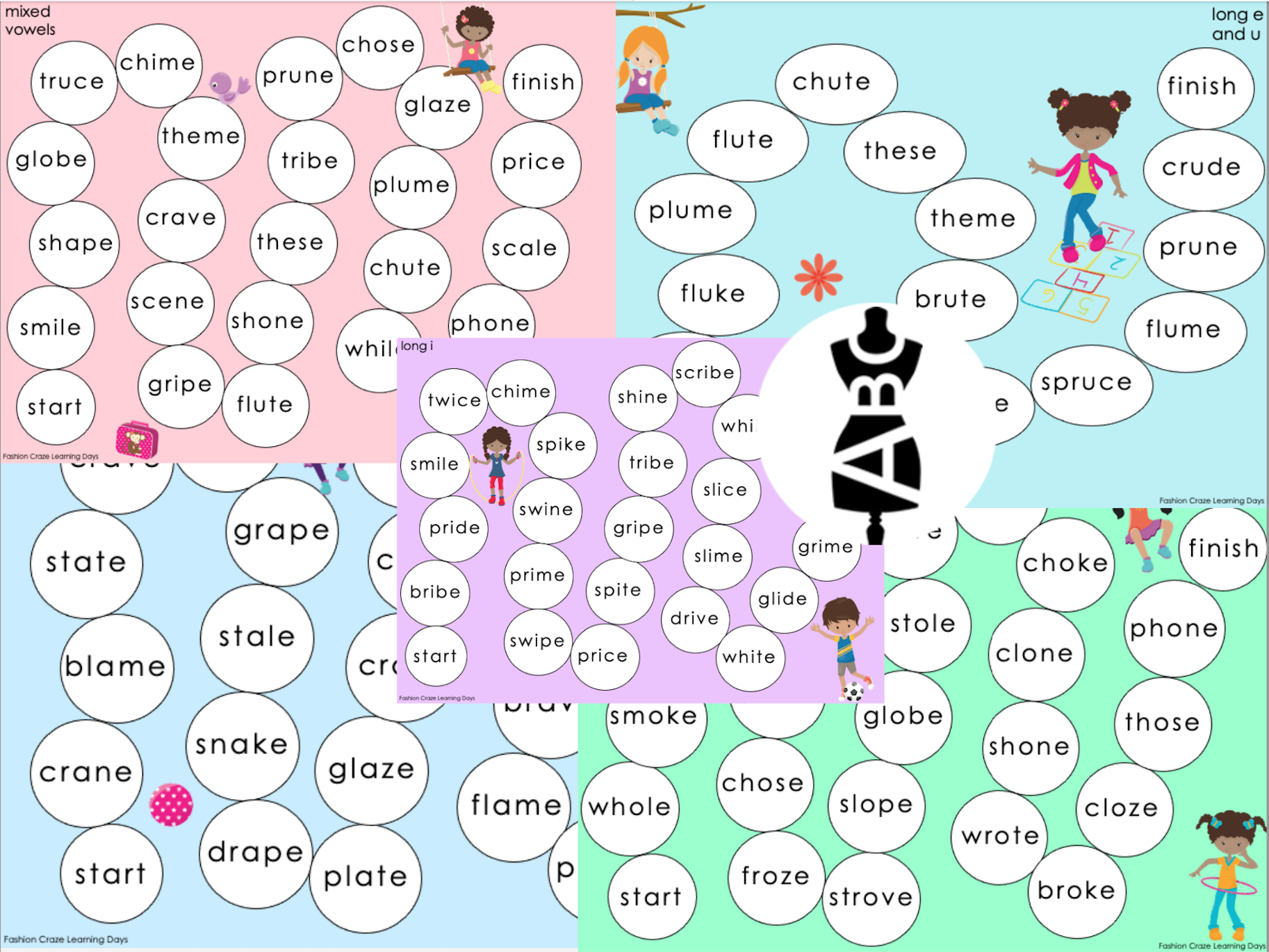 Long Vowel Games with beginning blends and digraphs - Made By Teachers
