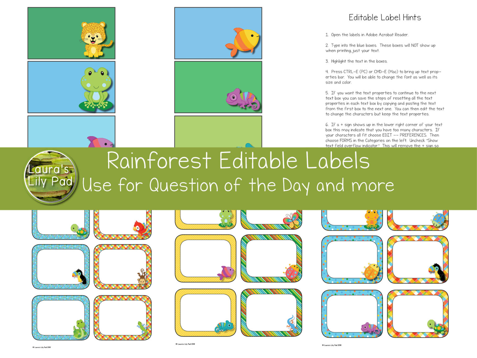 Rainforest Theme Editable Labels - Made By Teachers