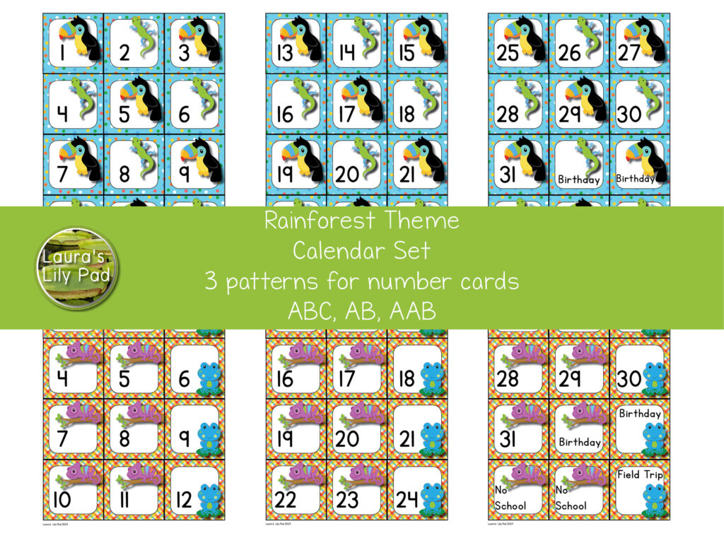 Rainforest Tropical Calendar Set - Made By Teachers