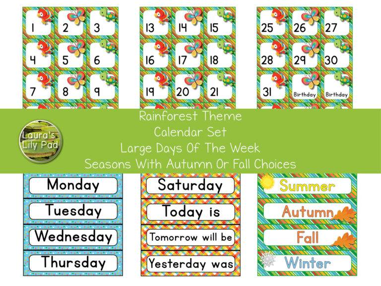 Rainforest Tropical Calendar Set | Made By Teachers