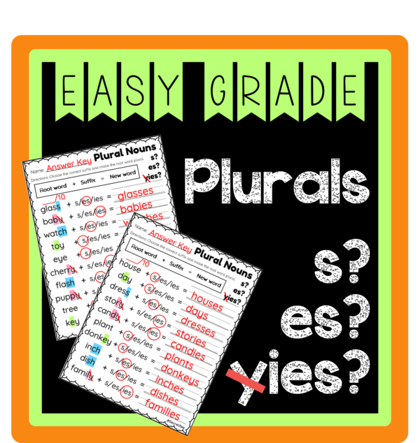 Plurals add s es ies | Mixed Plurals | Plural Nouns Assessment | Made ...