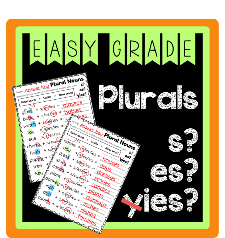Plurals add s es ies | Mixed Plurals | Plural Nouns Assessment | Made ...