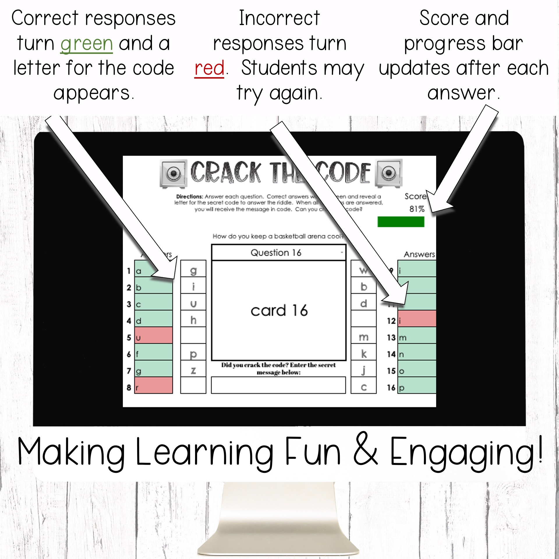 Self-Grading Self-Checking Riddle Template for Google Sheets - Set 1 ...