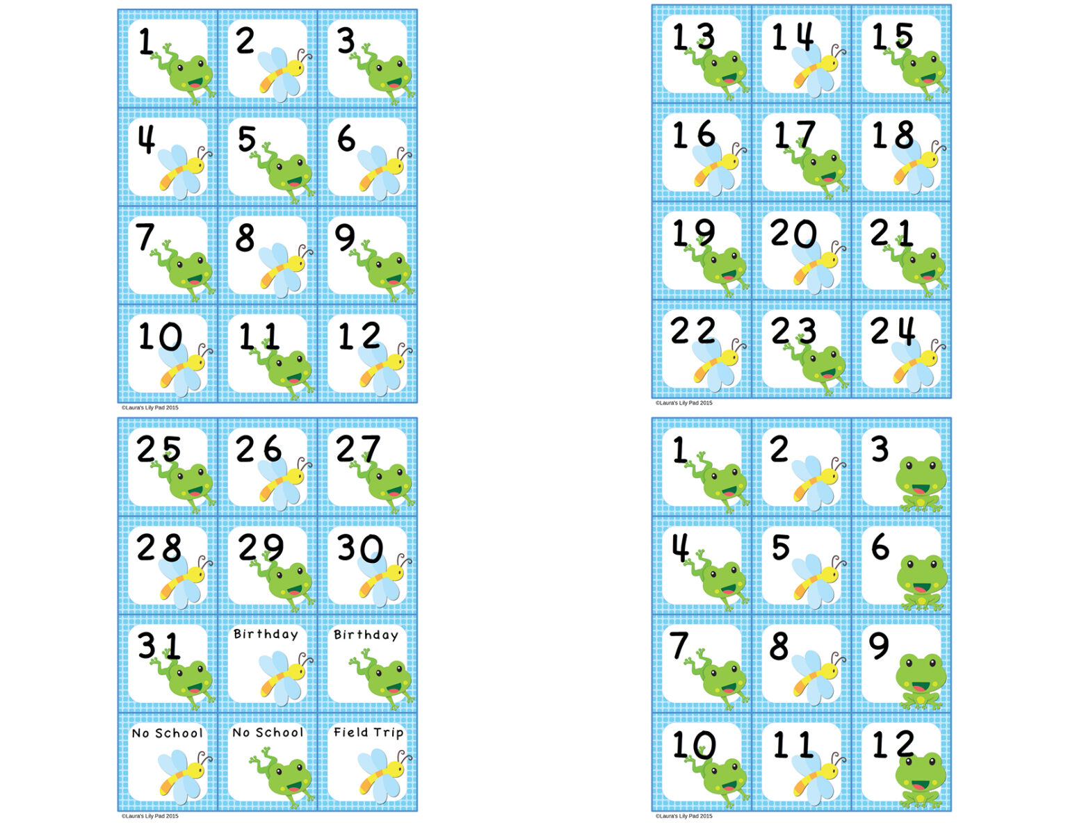 Calendar Number Cards Frog Pond Theme - Made By Teachers