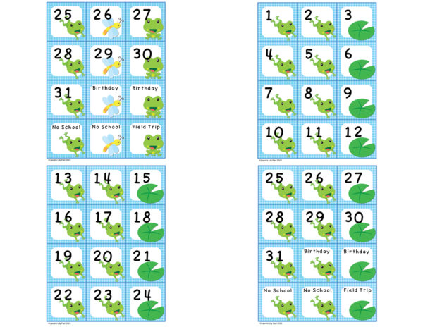 Calendar Number Cards Frog Pond Theme | Made By Teachers