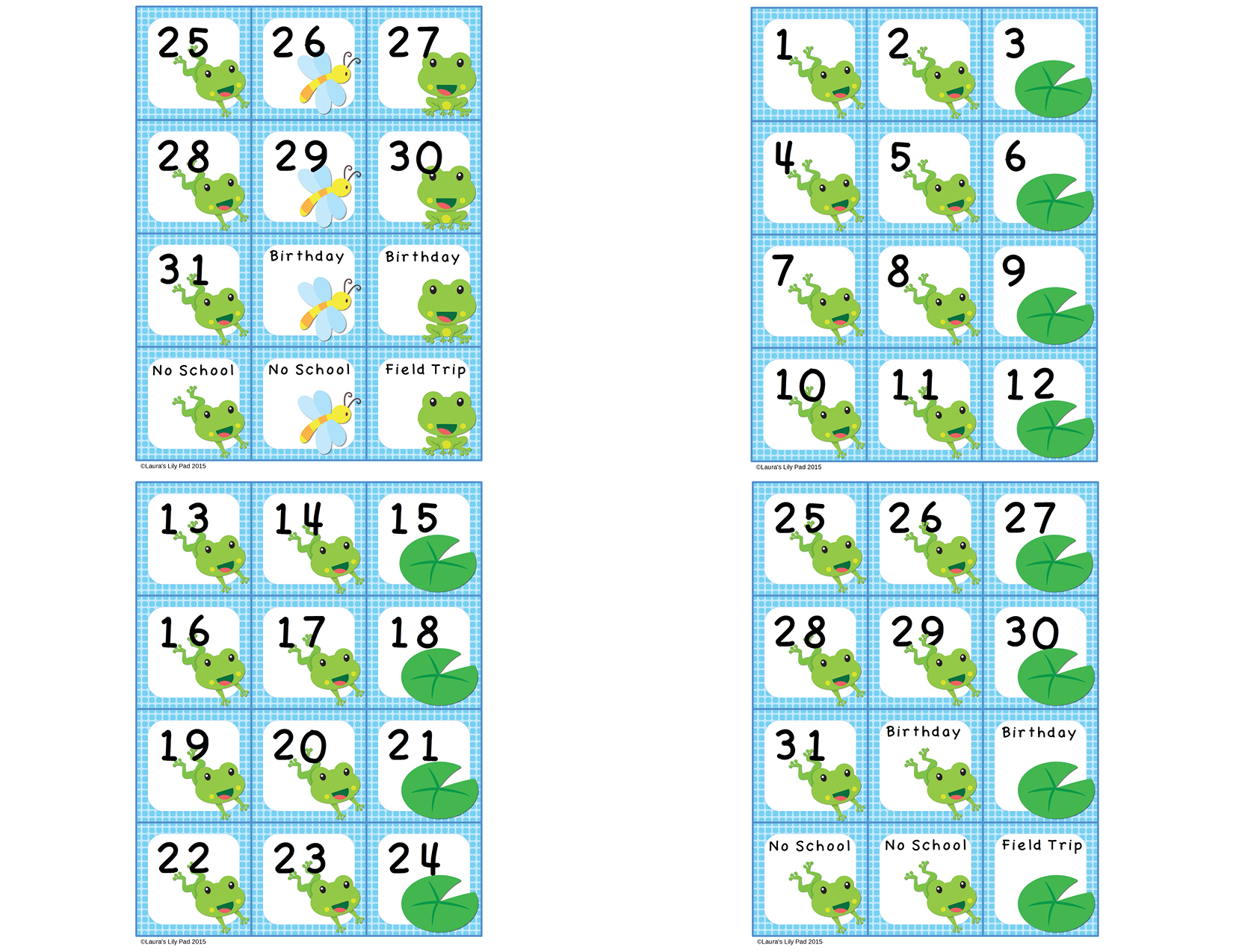 Calendar Number Cards Frog Pond Theme | Made By Teachers