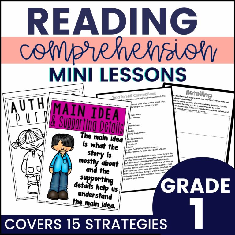 1st Grade Reading Comprehension Mini Lessons for 15 Reading Strategies ...