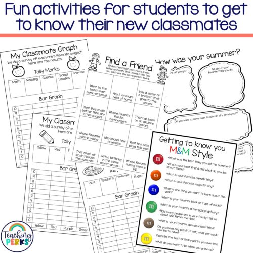 K - 3rd Grade Back to School Activities, Getting to Know You Activities ...