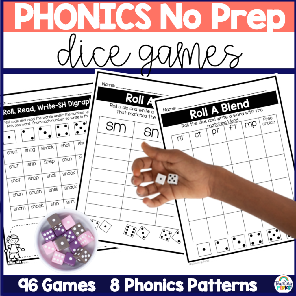 Phonics Dice Games - No Prep Phonics Activities - Made By Teachers