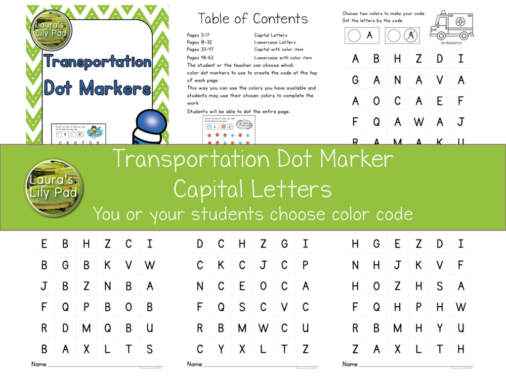 Transportation Dot Marker Center | Made By Teachers