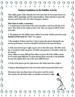 DRAMA RIDDLES GAME: Grades 5-8 Fun Activity - Made By Teachers