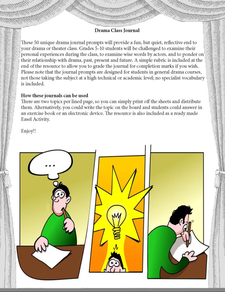 DRAMA JOURNAL: 50 Reflective Prompts | Made By Teachers