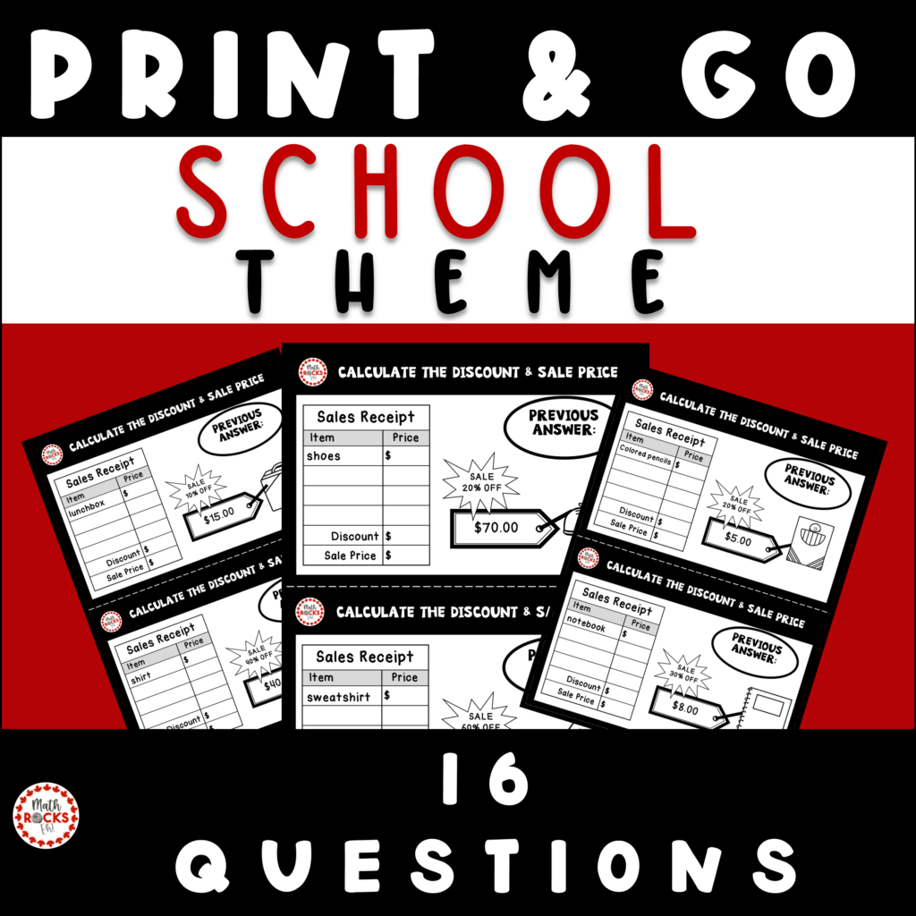 Calculate Discount and Sale Price Scavenger Hunt Printable Math ...