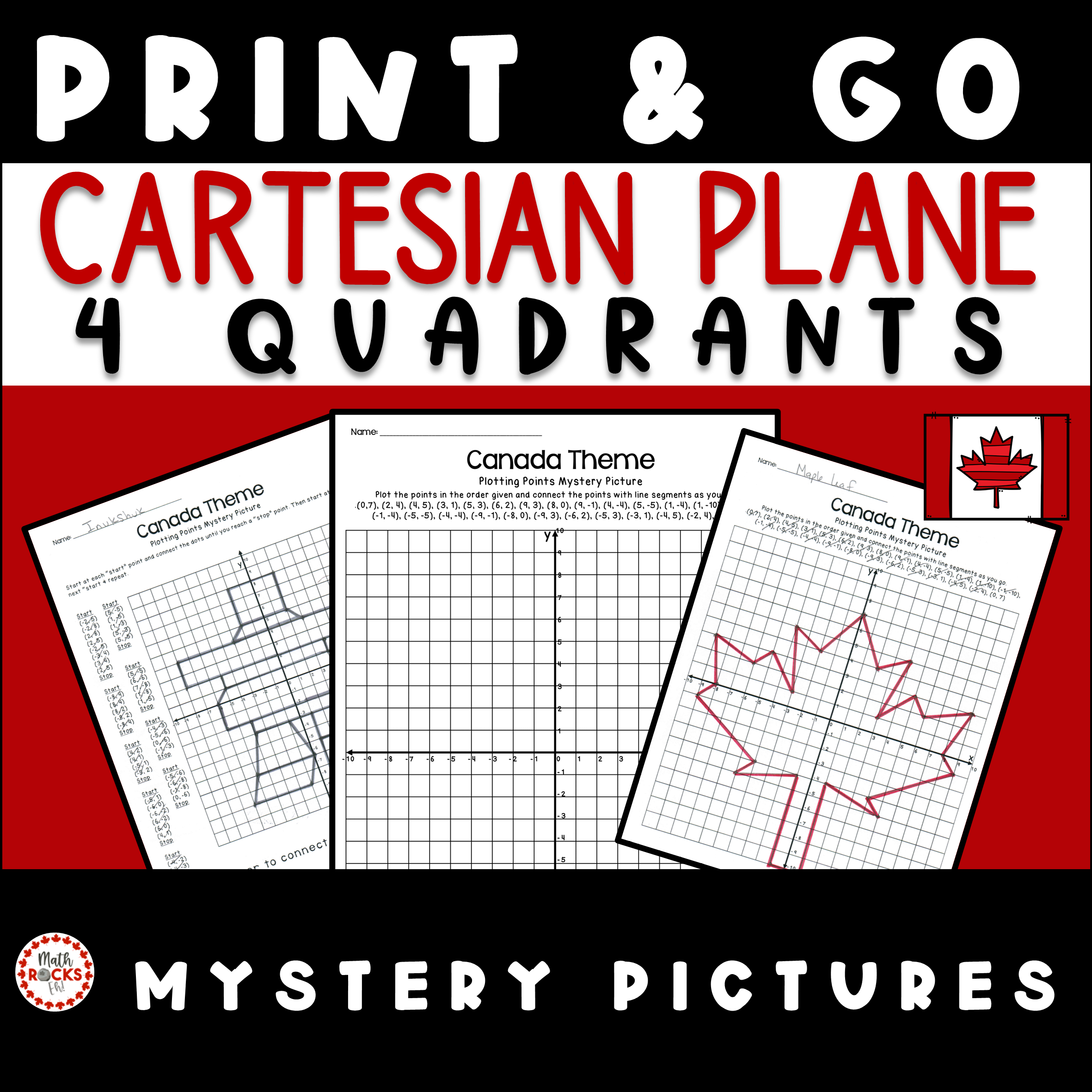 Canada Day Math Activity | Plotting Points | Mystery Picture Worksheet ...